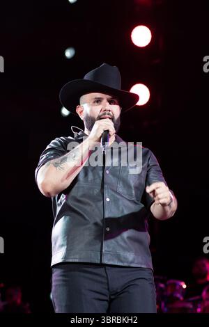 Mexican singer Carin Leon performs during the concert at the Movisatar ...