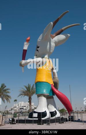 'Orry the Oryx' Asian Games mascot, Al Corniche, Doha, State of Qatar ...