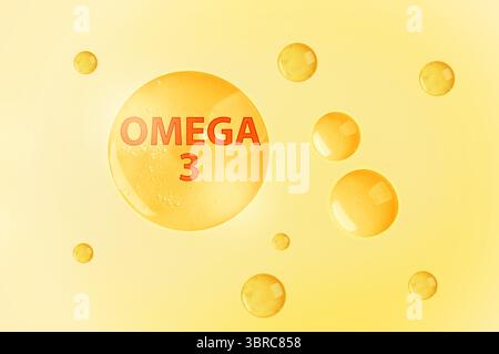 Drops of Omega-3 on yellow gradient background Stock Photo - Alamy