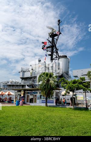 Tainan, Taiwan – Jun 30, 2025: A decommissioned navy ship helipad at ...