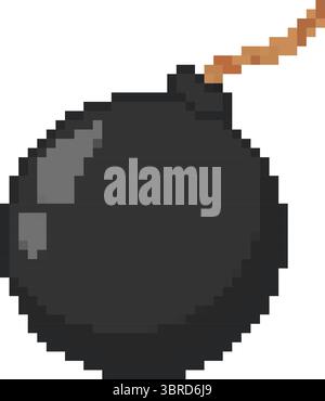 8 bit bomb icon. Pixel art object. Old school vintage game graphics ...