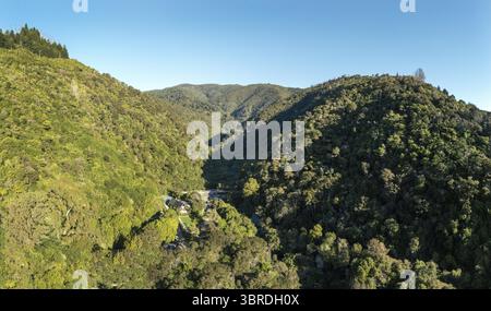 Aerial view of the Brook Sanctuary, a protected reserve for native ...