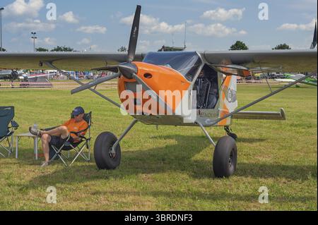 Small Groppo high-wing aeroplane, at the airfield festival in Durach ...