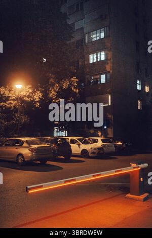 The ramp in front of the building's parking lot, night scene Stock ...