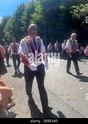 People taking part in the Twelfth of July celebrations in Lisburn, Co ...