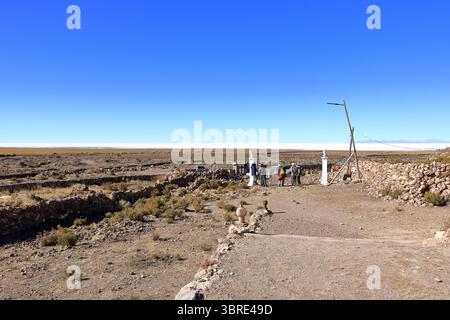 Tahua, Uyuni in Bolivia - May 27 2025: people walking trough the ...