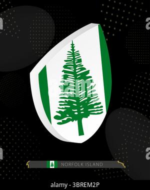 Flag of Norfolk Island on rugby ball. Round rugby icon with flag of ...