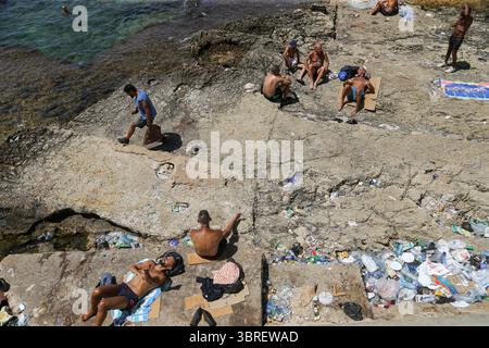July 12, 2025, Beirut, Beirut, Lebanon: Lebanese beach goers enjoy ...