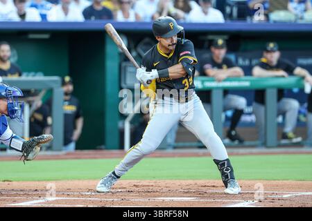 Pittsburgh Pirates' Nick Gonzales bats during the third inning of a ...