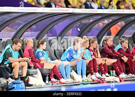 Germany's soccer players, from left, Waldemar Anton, Nick Woltemade ...