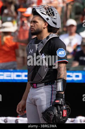 Miami Marlins' Agustin Ramirez in action during a baseball game against ...