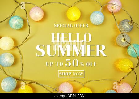 Final Sale text and LED cotton Balls Decoration on blue Glitter ...