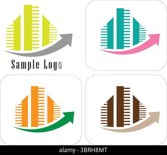 Logo with Castle Tower for Real Estate company in blue color isolated ...