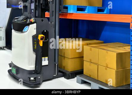Autonomous Robot transportation in warehouses automation. Robots in ...