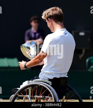 Niels Vink with his winners trophy following the Quad Wheelchair ...