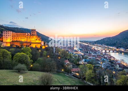 Aerial view of Heidelberg city in the evening Stock Photo - Alamy
