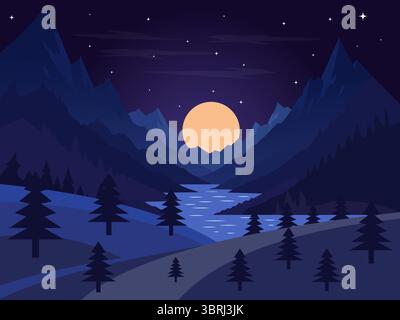 A beautiful purple background with the moon and stars Stock Vector ...