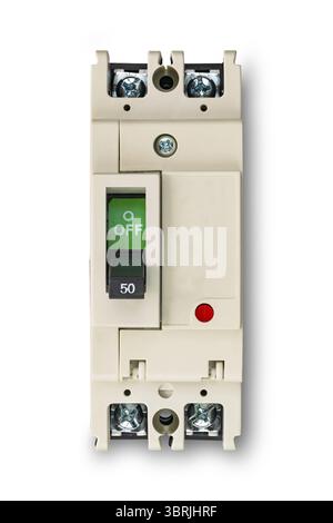Top view of automatic circuit breaker isolated on white background with ...