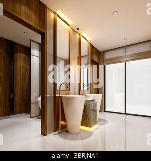 3d render bathroom restroom interior Stock Photo - Alamy