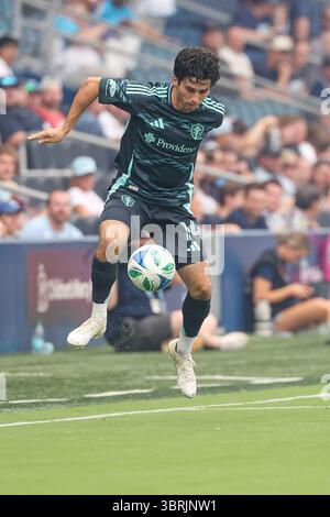 July 12, 2025: Seattle Sounders defender Jon Bell (15) kicks the ball ...
