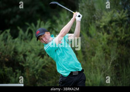 The Great Britain and Ireland team's Gavin Tiernan hits during practice ...