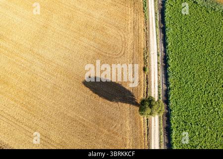 An aerial view of a wide dirt field Stock Photo - Alamy