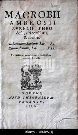 Macrobii scipionis saturnalorium ludguni paganum 1560 Stock Photo - Alamy