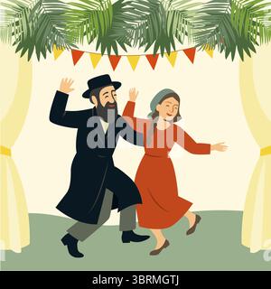 Jewish people dancing Hasidic dance celebrating Jewish holiday Sukkot ...