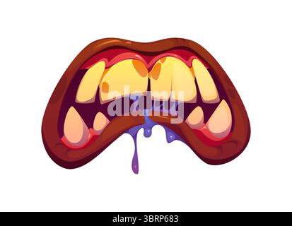 Halloween creepy monster jaw with dripping saliva. Halloween monster ...