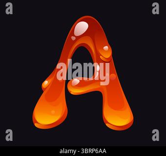 Honey sweet font. Liquid honey cartoon alphabet, Yellow honeycomb ...