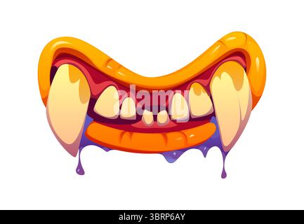 Scary and creepy drool monster grin jaws and mouths. Vector smiles ...