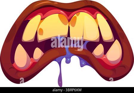Halloween creepy monster jaw with dripping saliva. Halloween monster ...
