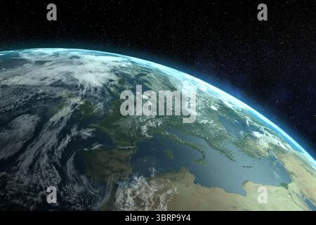Planet Earth, on a dark background. Elements of this image furnished by ...