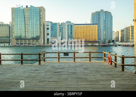 The modern Al Seef waterfront promenade along the Dubai Creek, Dubai ...