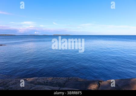 Rocky seashore on the island of Ulko-Tammio, Eastern Gulf of Finland ...