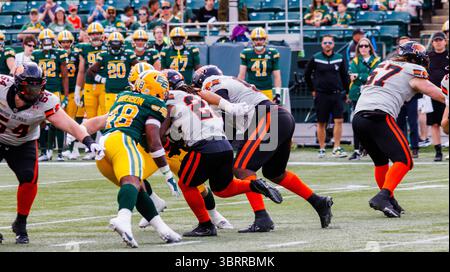 Edmonton Elks' Nick Anderson (48) tackles Montreal Alouettes' Travis ...