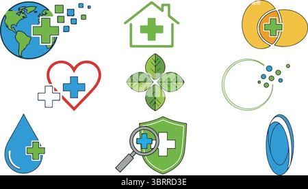 Set of nine healthcare and medical logos with crosses Stock Vector ...