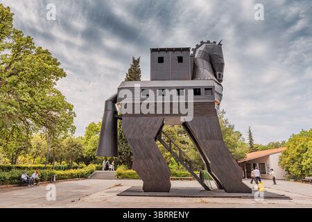 Wooden reconstruction of the Trojan Horse, used by the Greeks to enter ...