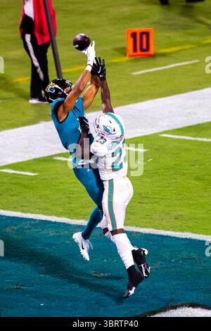 Jacksonville Jaguars wide receiver Collin Johnson (19) reaches for a ...