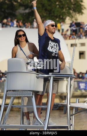 Tampa Bay Lightning defenseman Cal Foote (52) before an NHL hockey game ...