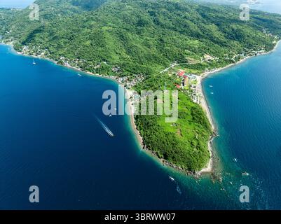 Aerial view of peninsula Mabini, Mabini, Luzon, Philippine Sea ...