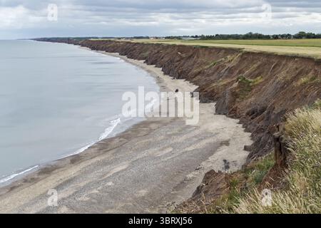 the eroding cliffs at Mappleton, East Riding of Yorkshire, England ,UK ...