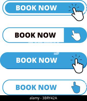 Blue and orange book now round buttons on a white background Stock ...