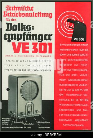Nazi Radio Poster advertising Volksempfänger VE 301, also known as ...