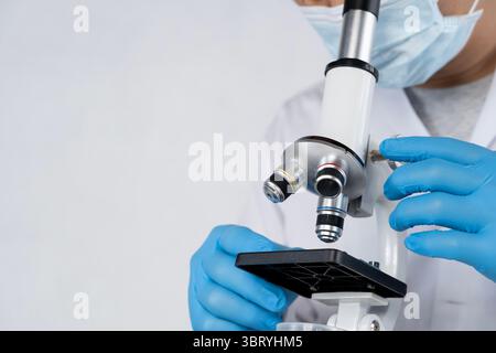 microscope laboratory research diagnostics microbiology Stock Photo - Alamy