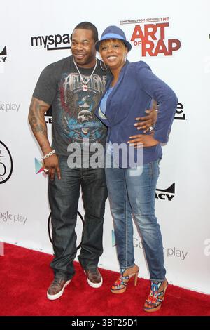 Busta Rhymes and Rah Digga attend the premiere of "Something From ...
