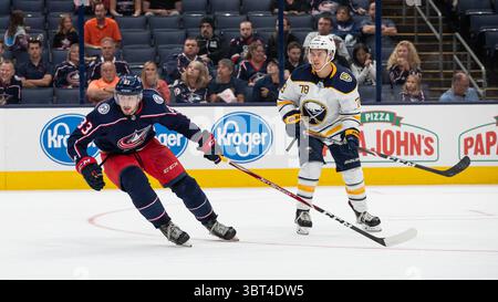 Columbus Blue Jackets defenseman Egor Zamula (6) in the first period of ...