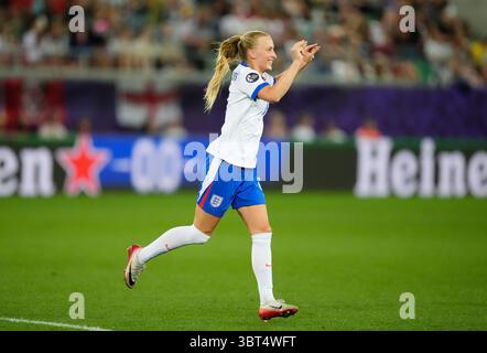 England's Aggie Beever-Jones celebrates after winning the Women's Euro ...