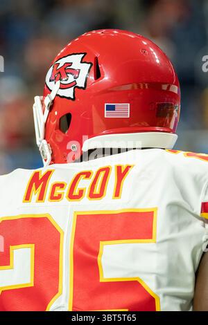 DETROIT, MI - SEPTEMBER 29: View of the jersey and helmet of Kansas ...