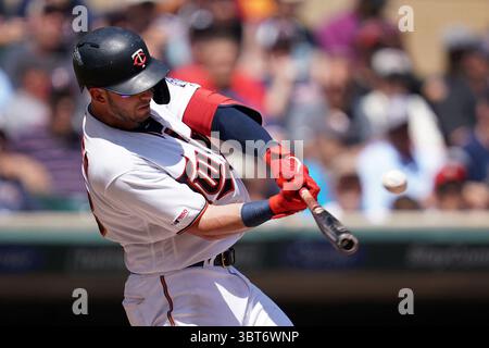 Minnesota Twins catcher Mitch Garver (23) hits a two run double during ...
